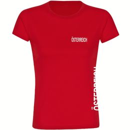 multifanshop Damen T-Shirt - &Ouml;sterreich - Brust & Seite - Druck wei&szlig; - Frauen