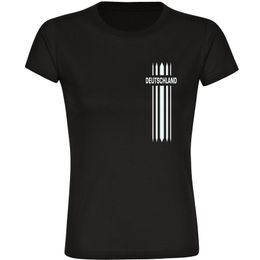 multifanshop Damen T-Shirt - Deutschland - Streifen - Druck wei&szlig; - Frauen