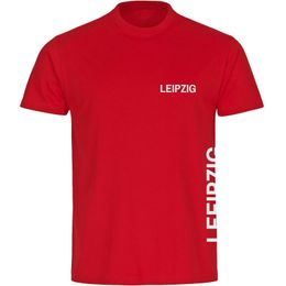 multifanshop Herren T-Shirt - Leipzig - Brust & Seite - Druck wei&szlig; - M&auml;nner