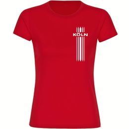 multifanshop Damen T-Shirt - K&ouml;ln - Streifen - Druck wei&szlig; - Frauen