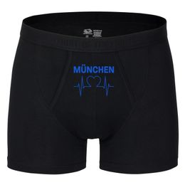 multifanshop Herren Boxer Short - M&uuml;nchen blau - Herzschlag - Druck blau - Unterw&auml;sche