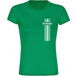 multifanshop Damen T-Shirt - Deutschland - Streifen - Druck wei&szlig; - Frauen