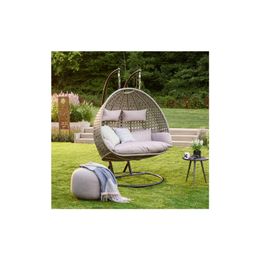 Home Deluxe Polyrattan H&auml;ngesessel TWIN - Grau f&uuml;r 2 Personen