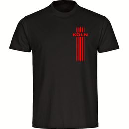 multifanshop Herren T-Shirt - K&ouml;ln - Streifen - Druck rot - M&auml;nner
