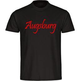 multifanshop Herren T-Shirt - Augsburg - Schriftzug - Druck rot - M&auml;nner