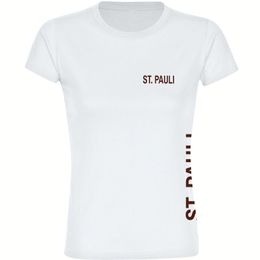 multifanshop Damen T-Shirt - St. Pauli - Brust & Seite - Druck braun - Frauen