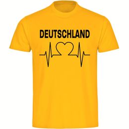 multifanshop Herren T-Shirt - Deutschland - Herzschlag - Druck schwarz - M&auml;nner