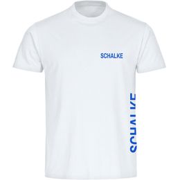 multifanshop Herren T-Shirt - Schalke - Brust & Seite - Druck blau - M&auml;nner