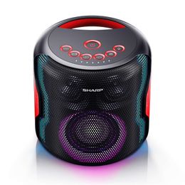 Sharp PS921BK Bluetooth Party Lautsprecher tragbar 130W mit 14h Akku, LED Beleuchtung & IPX5 Schutz