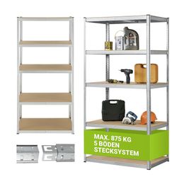 Juskys Lagerregal Basic 200x100x60 cm &ndash; Metall Schwerlastregal, 5 B&ouml;den, 875 kg, verzinkt