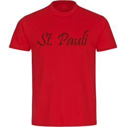 multifanshop Herren T-Shirt - St. Pauli - Schriftzug - Druck braun - M&auml;nner