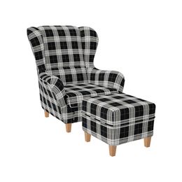 Supellex Sofia Ohrensessel mit Hocker Design Oxford kariert?