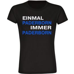 multifanshop Damen T-Shirt - Paderborn - Einmal Immer - Druck blau - Frauen