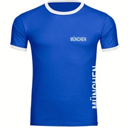 multifanshop Kontrast T-Shirt - M&uuml;nchen blau - Brust & Seite - Druck wei&szlig; - M&auml;nner