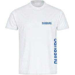 multifanshop Herren T-Shirt - Duisburg - Brust & Seite - Druck blau - M&auml;nner