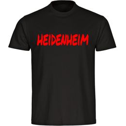 multifanshop Herren T-Shirt - Heidenheim - Textmarker - Druck rot - M&auml;nner