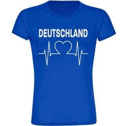 multifanshop Damen T-Shirt - Deutschland - Herzschlag - Druck wei&szlig; - Frauen