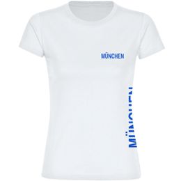 multifanshop Damen T-Shirt - M&uuml;nchen blau - Brust & Seite - Druck blau - Frauen