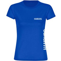 multifanshop Damen T-Shirt - Hamburg - Brust & Seite - Druck wei&szlig; - Frauen