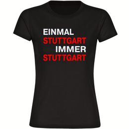 multifanshop Damen T-Shirt - Stuttgart - Einmal Immer - Druck rot - Frauen