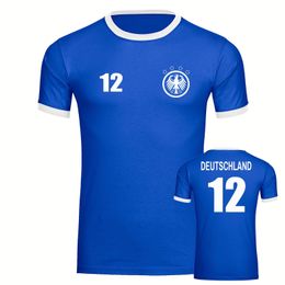 multifanshop Kontrast T-Shirt - Deutschland - Adler Retro Trikot 12 - Druck wei&szlig; - M&auml;nner