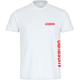 multifanshop Herren T-Shirt - Augsburg - Brust & Seite - Druck rot - M&auml;nner