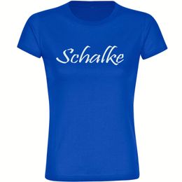 multifanshop Damen T-Shirt - Schalke - Schriftzug - Druck wei&szlig; - Frauen
