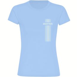 multifanshop Damen T-Shirt - Argentinien - Streifen - Druck wei&szlig; - Frauen