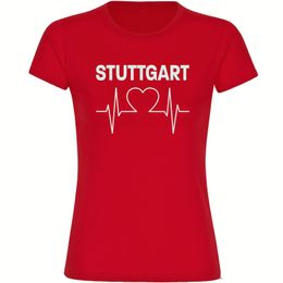 multifanshop Damen T-Shirt - Stuttgart - Herzschlag - Druck wei&szlig; - Frauen