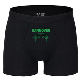 multifanshop Herren Boxer Short - Hannover - Herzschlag - Druck gr&uuml;n - Unterw&auml;sche