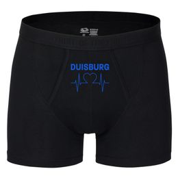 multifanshop Herren Boxer Short - Duisburg - Herzschlag - Druck blau - Unterw&auml;sche