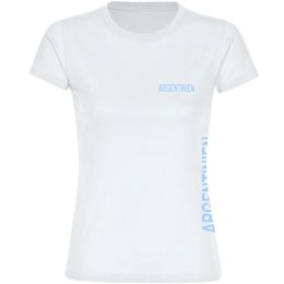 multifanshop Damen T-Shirt - Argentinien - Brust & Seite - Druck hellblau - Frauen
