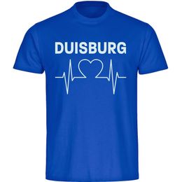 multifanshop Herren T-Shirt - Duisburg - Herzschlag - Druck wei&szlig; - M&auml;nner