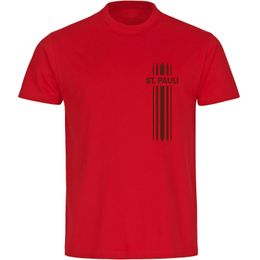 multifanshop Herren T-Shirt - St. Pauli - Streifen - Druck braun - M&auml;nner