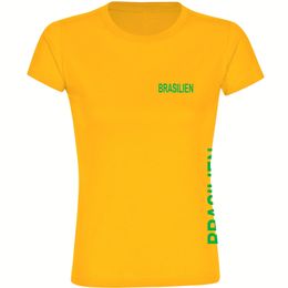 multifanshop Damen T-Shirt - Brasilien - Brust & Seite - Druck gr&uuml;n - Frauen