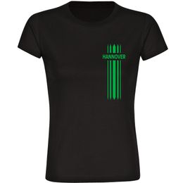 multifanshop Damen T-Shirt - Hannover - Streifen - Druck gr&uuml;n - Frauen