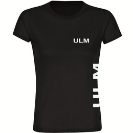 multifanshop Damen T-Shirt - Ulm - Brust & Seite - Druck wei&szlig; - Frauen
