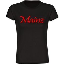 multifanshop Damen T-Shirt - Mainz - Schriftzug - Druck rot - Frauen