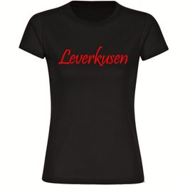 multifanshop Damen T-Shirt - Leverkusen - Schriftzug - Druck rot - Frauen