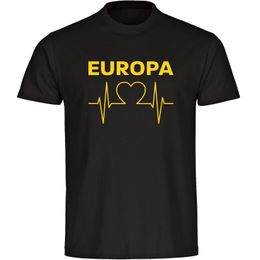 multifanshop Herren T-Shirt - Europa - Herzschlag - Druck gelb - M&auml;nner
