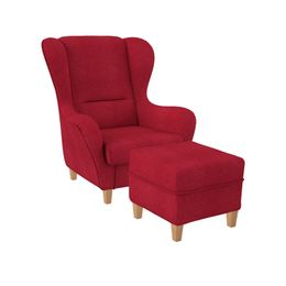Supellex Sofia Ohrensessel mit Hocker Design Vienna Rot?