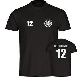 multifanshop Herren T-Shirt - Deutschland - Adler Retro Trikot 12 - Druck wei&szlig; - M&auml;nner