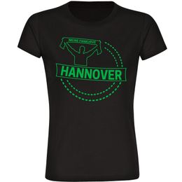 multifanshop Damen T-Shirt - Hannover - Meine Fankurve - Druck gr&uuml;n - Frauen