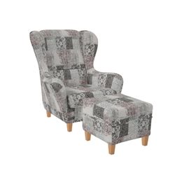 Supellex Sofia Ohrensessel mit Hocker Design Jakarta Perlwei&szlig; Rosig?