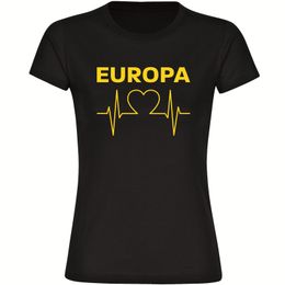 multifanshop Damen T-Shirt - Europa - Herzschlag - Druck gelb - Frauen