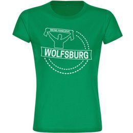 multifanshop Damen T-Shirt - Wolfsburg - Meine Fankurve - Druck wei&szlig; - Frauen
