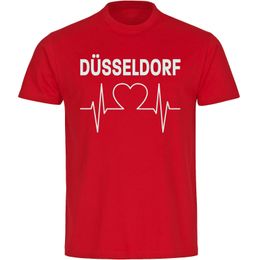 multifanshop Herren T-Shirt - D&uuml;sseldorf - Herzschlag - Druck wei&szlig; - M&auml;nner