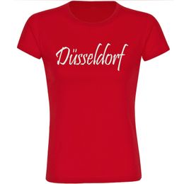 multifanshop Damen T-Shirt - D&uuml;sseldorf - Schriftzug - Druck wei&szlig; - Frauen