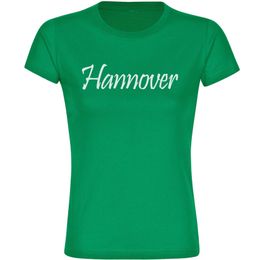 multifanshop Damen T-Shirt - Hannover - Schriftzug - Druck wei&szlig; - Frauen