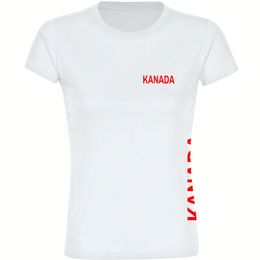 multifanshop Damen T-Shirt - Kanada - Brust & Seite - Druck rot - Frauen